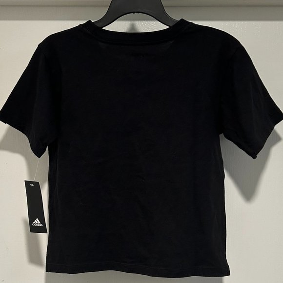 adidas | Shirts & Tops | Adidas Black Ss Crossover Tee With Adidas Logo ...
